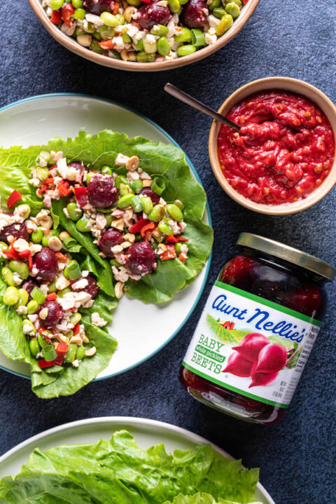 Beet and Edamame Lettuce Wraps with Sriracha Peanut Dipping Sauce ...